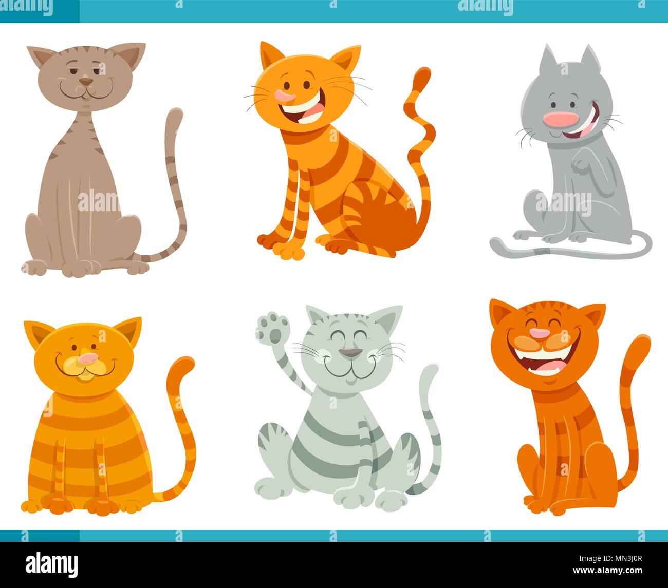 Cartoon Illustration of Funny Cats or Kittens Animal Characters Set ...