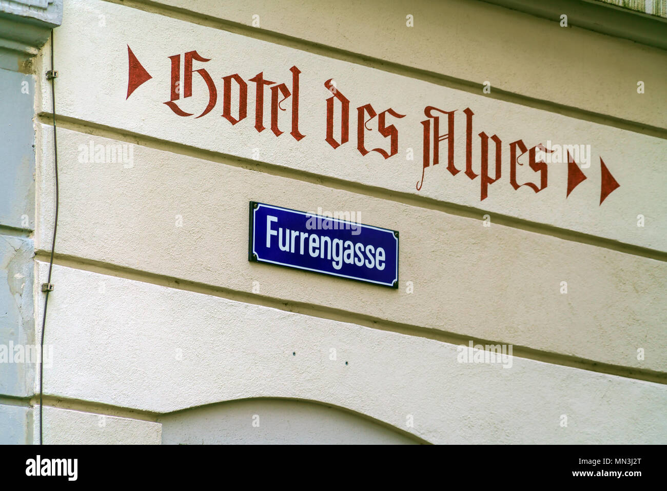 Lucerne, Switzerland - October 19, 2017: Typical street signs on the ...
