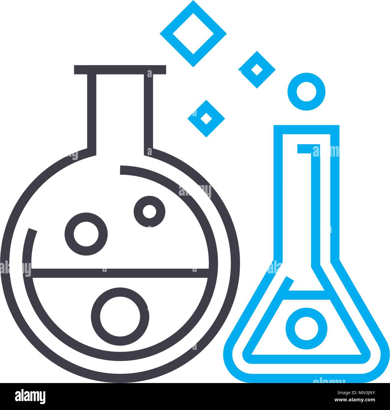 Chemical experiments vector thin line stroke icon. Chemical experiments ...