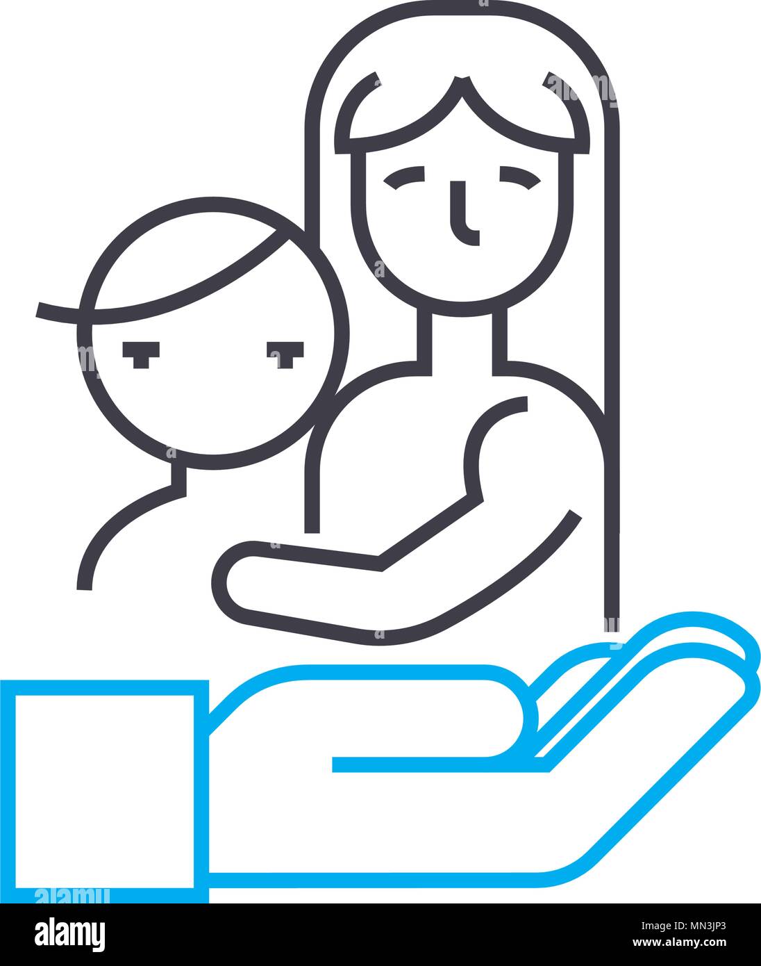 Children insurance vector thin line stroke icon. Children insurance ...