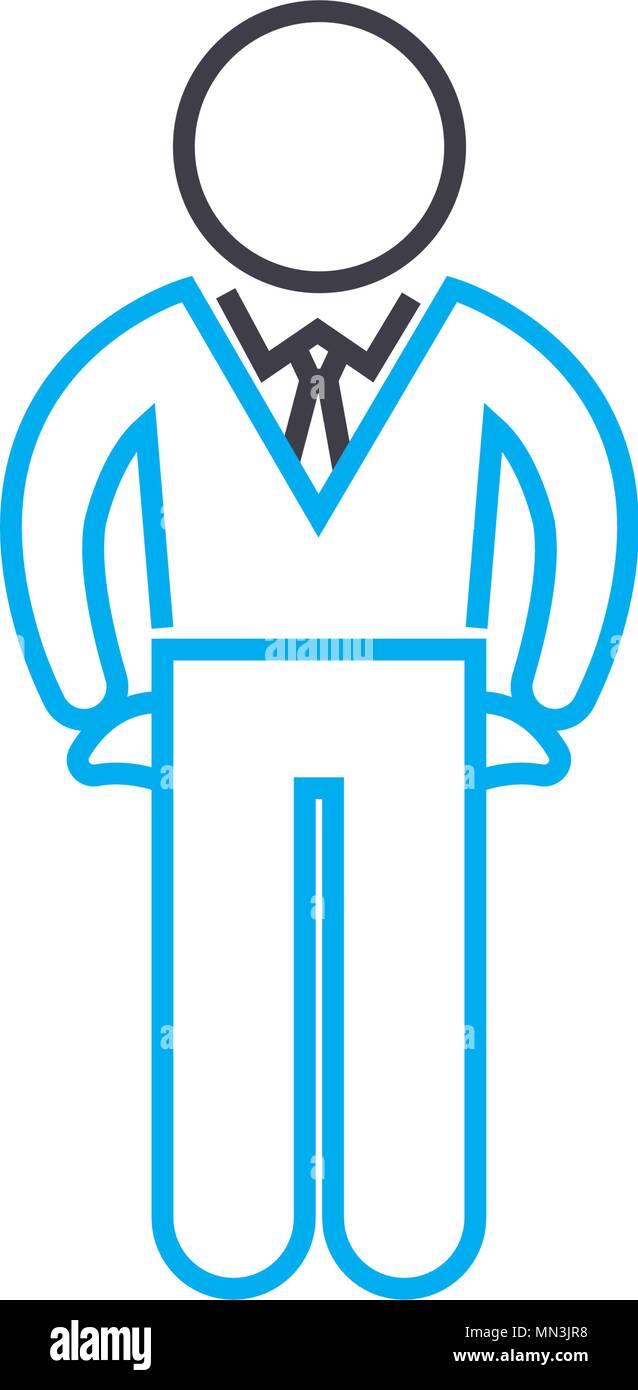 Company manager vector thin line stroke icon. Company manager outline ...