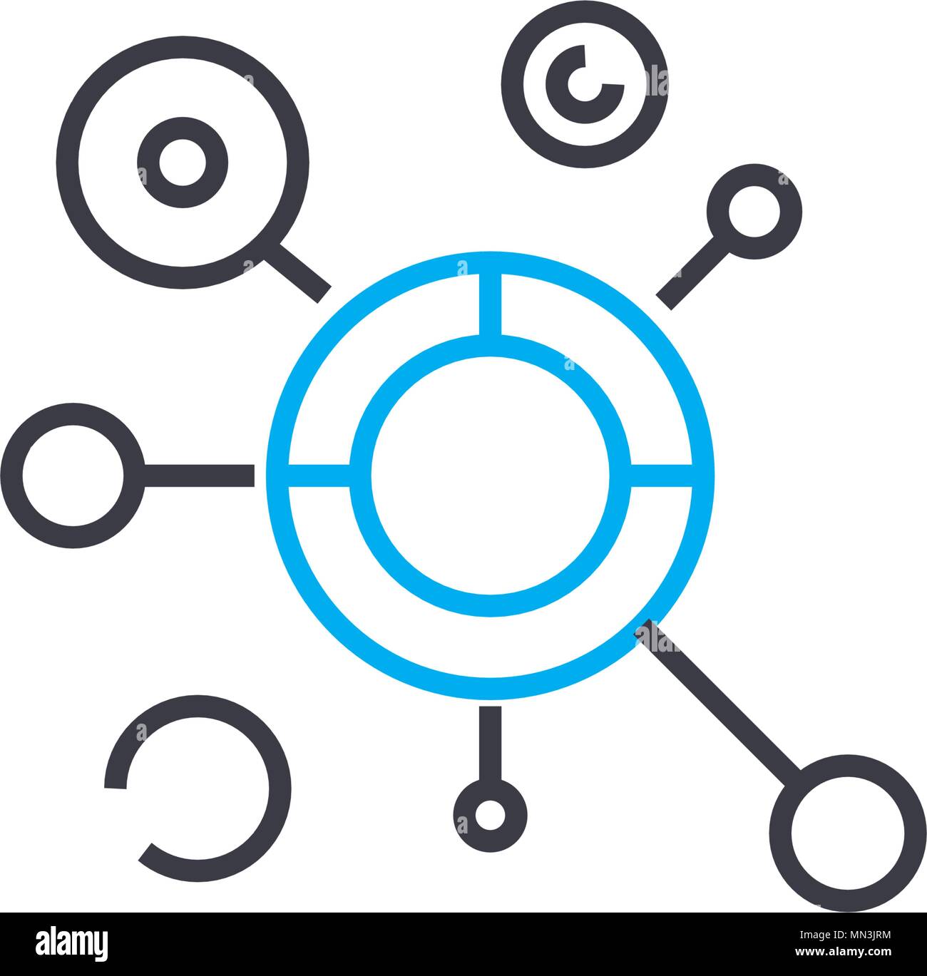 Complex model vector thin line stroke icon. Complex model outline ...