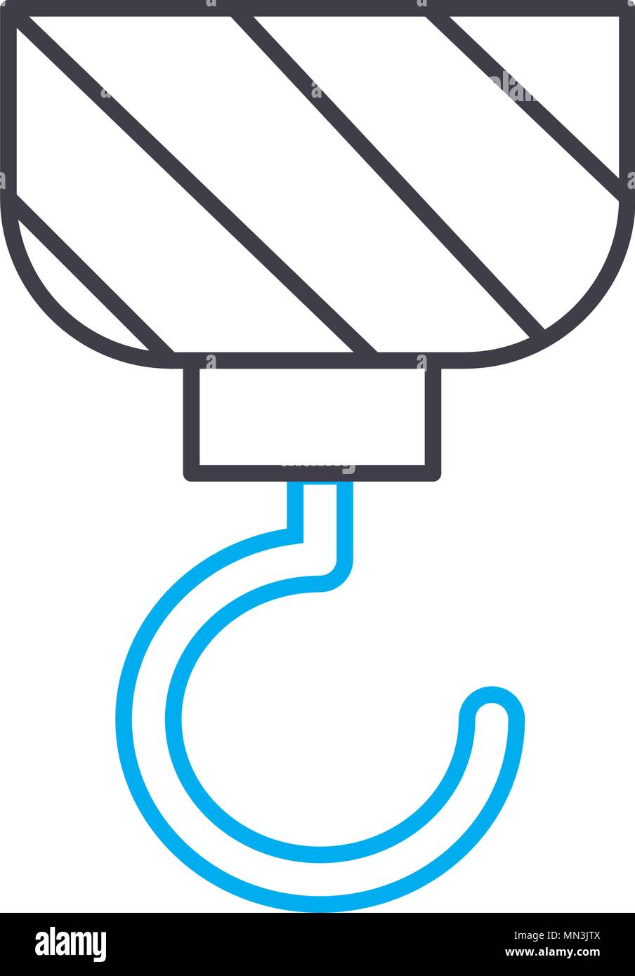 Crane hook vector thin line stroke icon. Crane hook outline ...