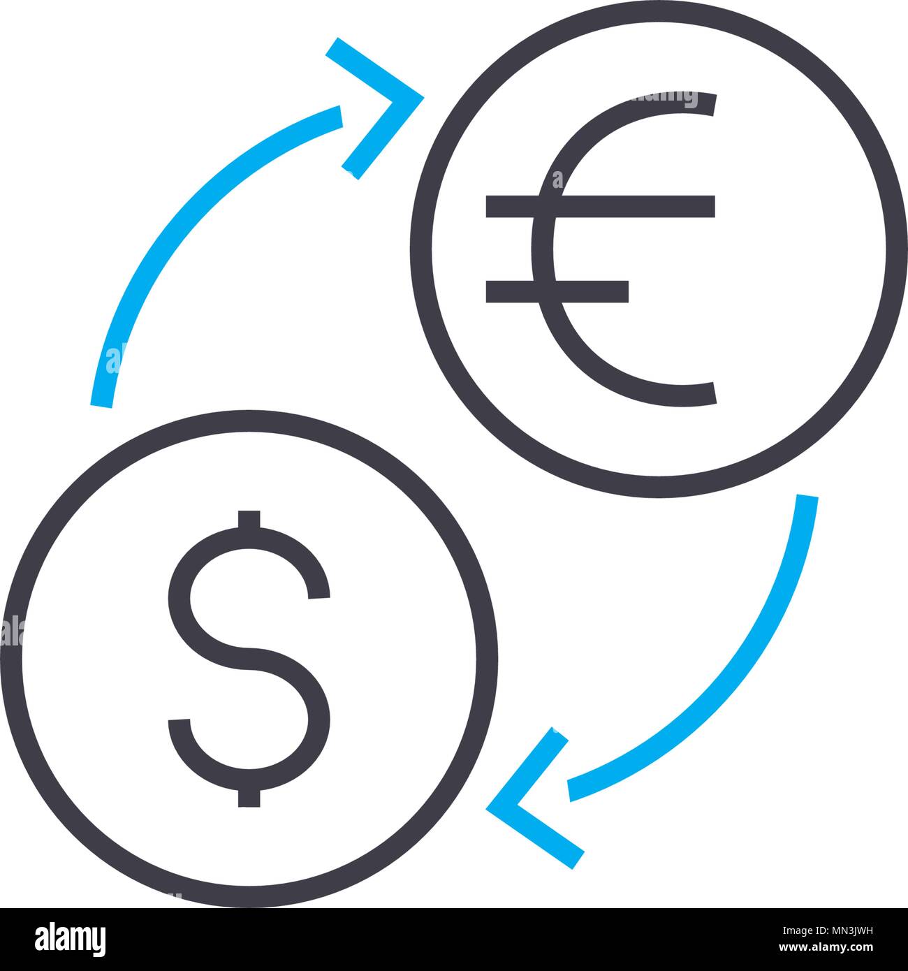 Currency exchange vector thin line stroke icon. Currency exchange ...