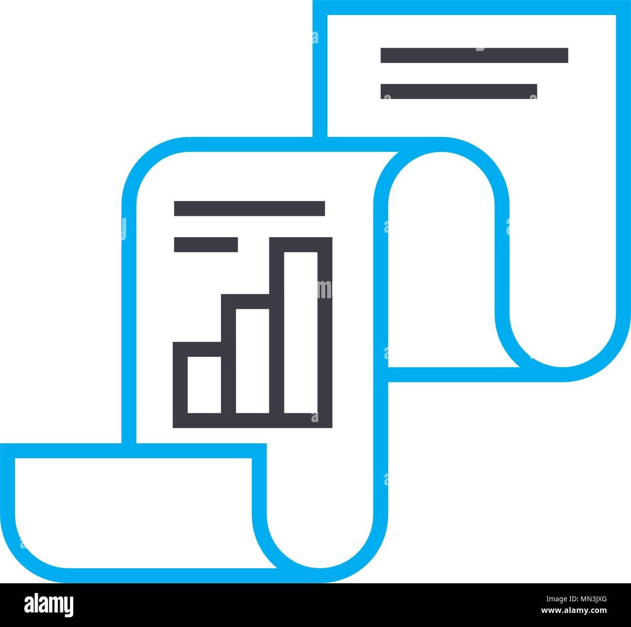 Detailed report vector thin line stroke icon. Detailed report outline ...