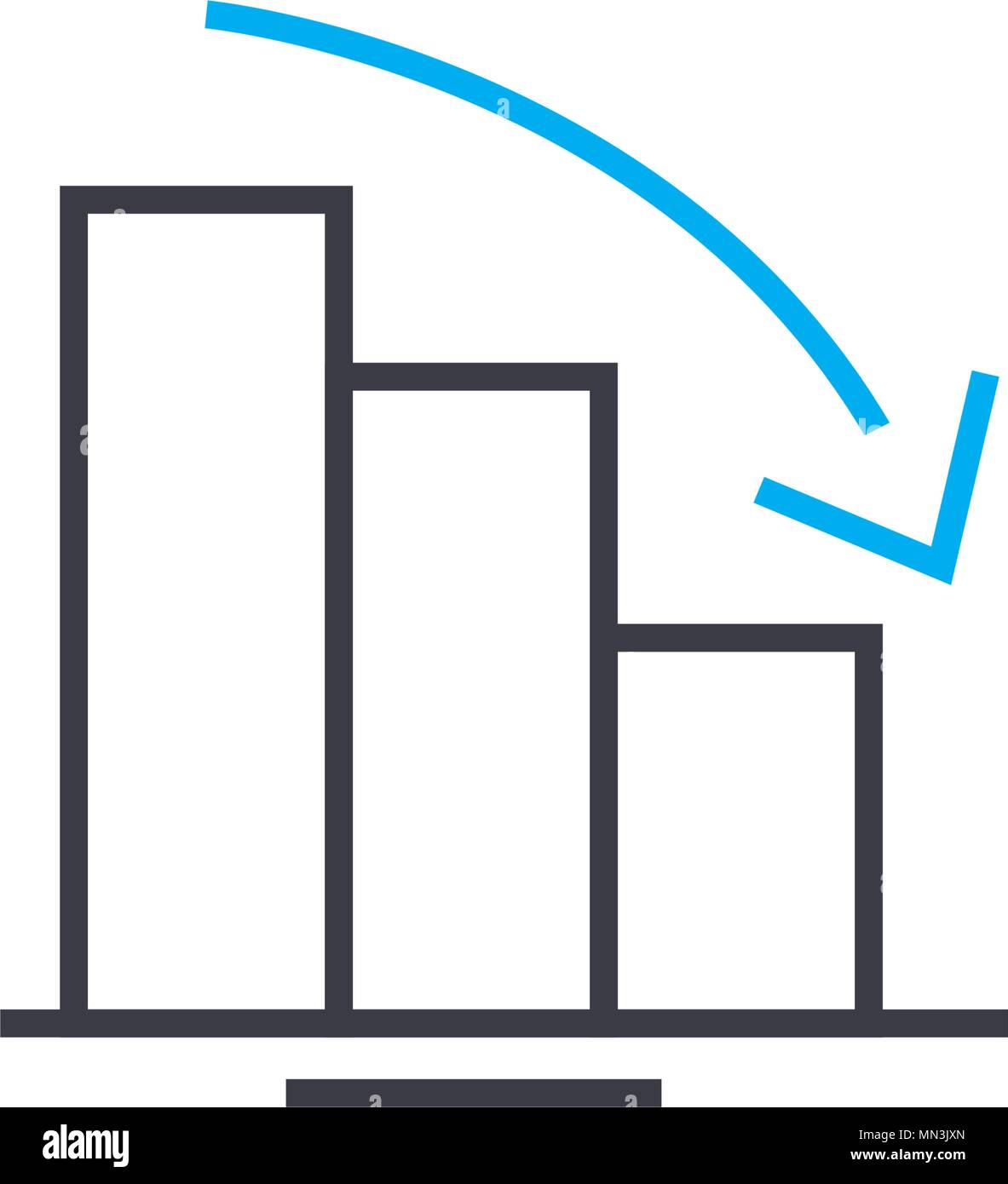 Downtrend chart vector thin line stroke icon. Downtrend chart outline ...