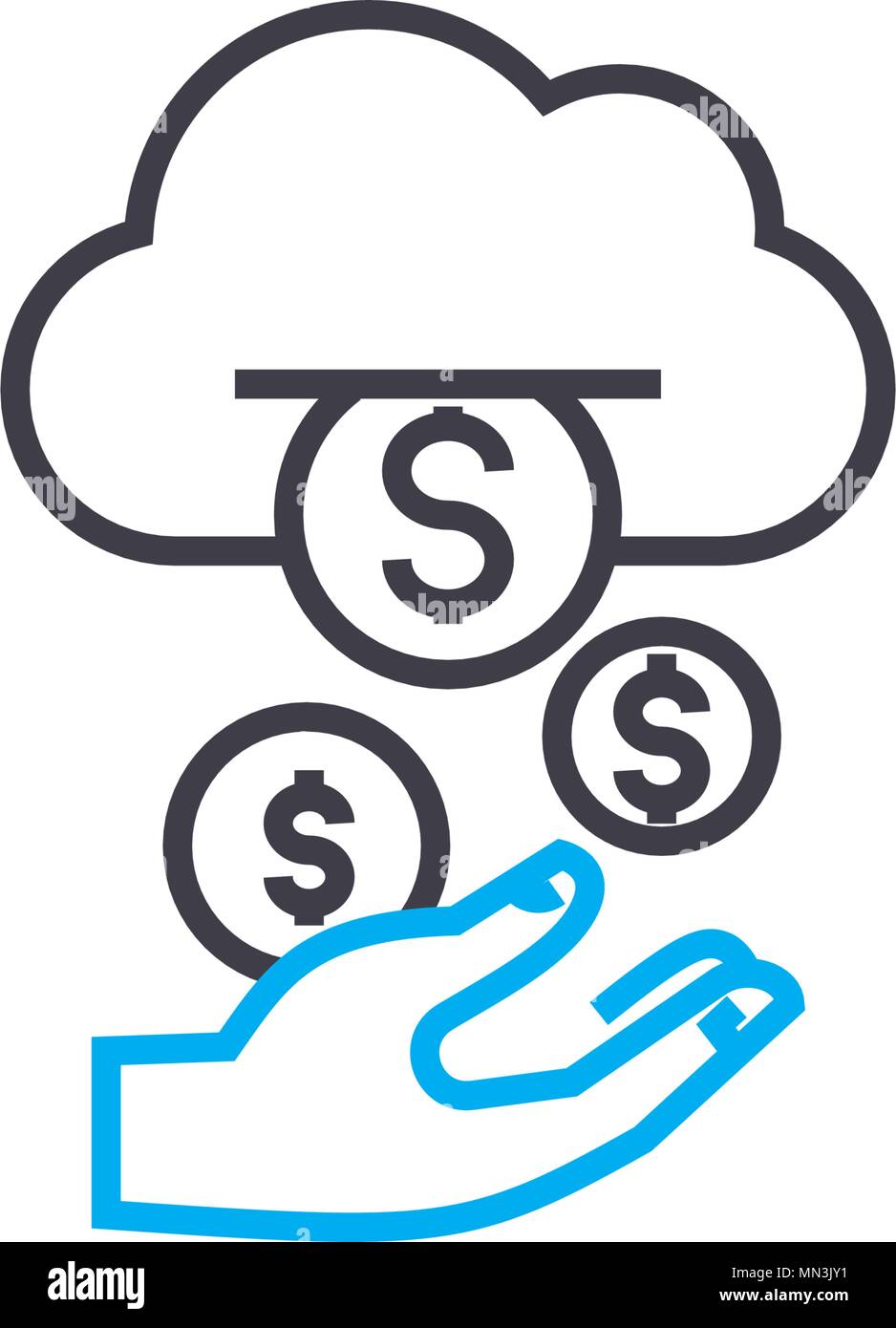 Easy money vector thin line stroke icon. Easy money outline ...