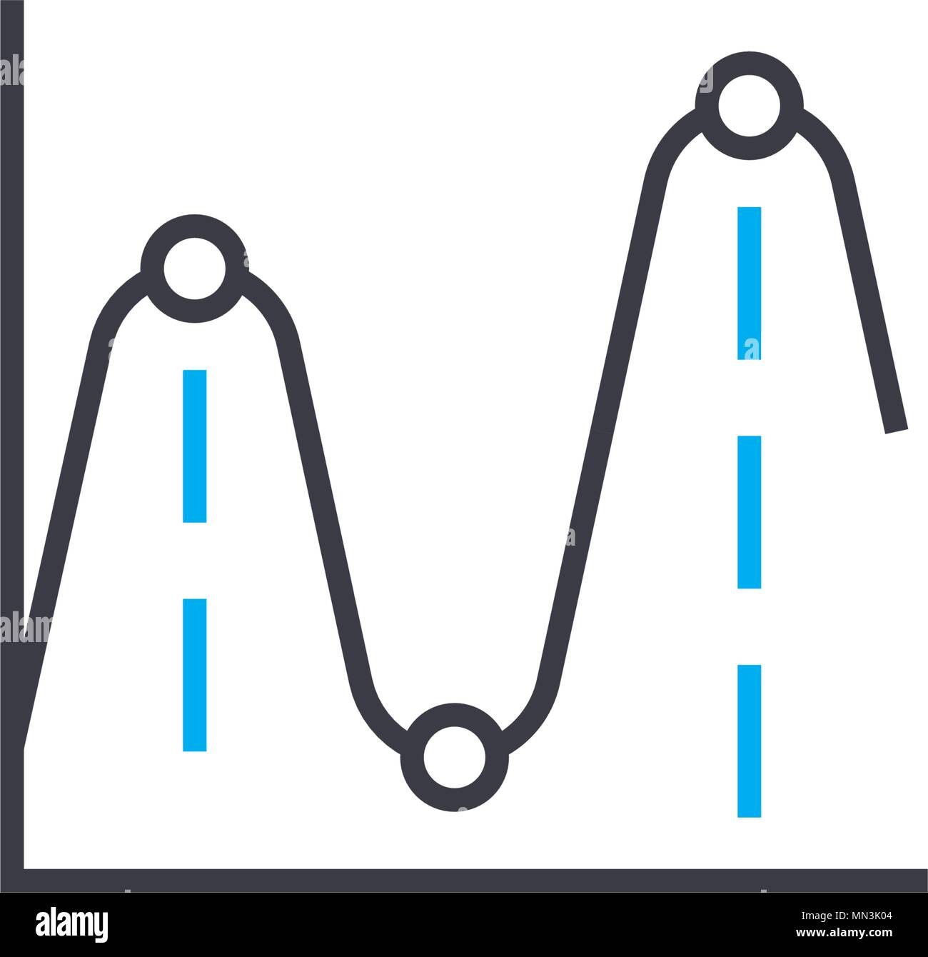 Extremums of the function vector thin line stroke icon. Extremums of ...