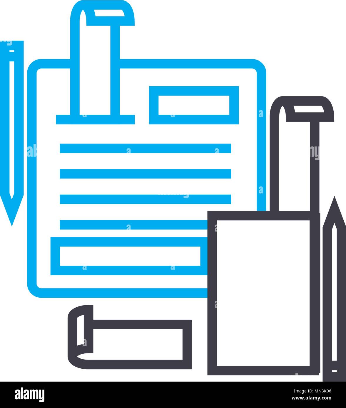 Filling in the form vector thin line stroke icon. Filling in the form ...