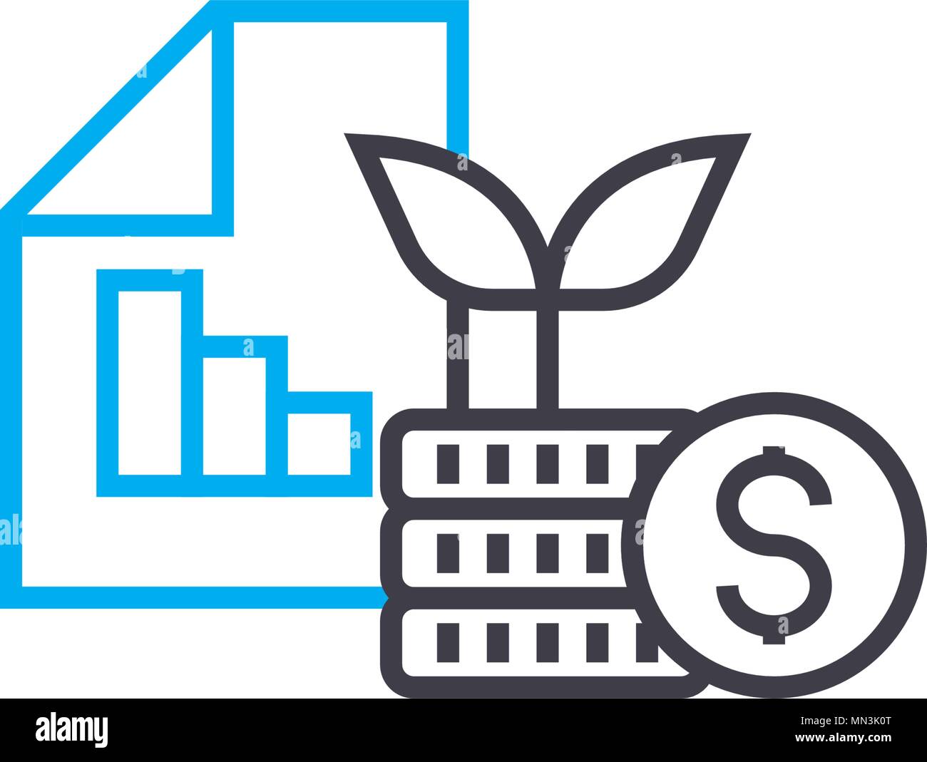 Financial results at startup vector thin line stroke icon. Financial ...