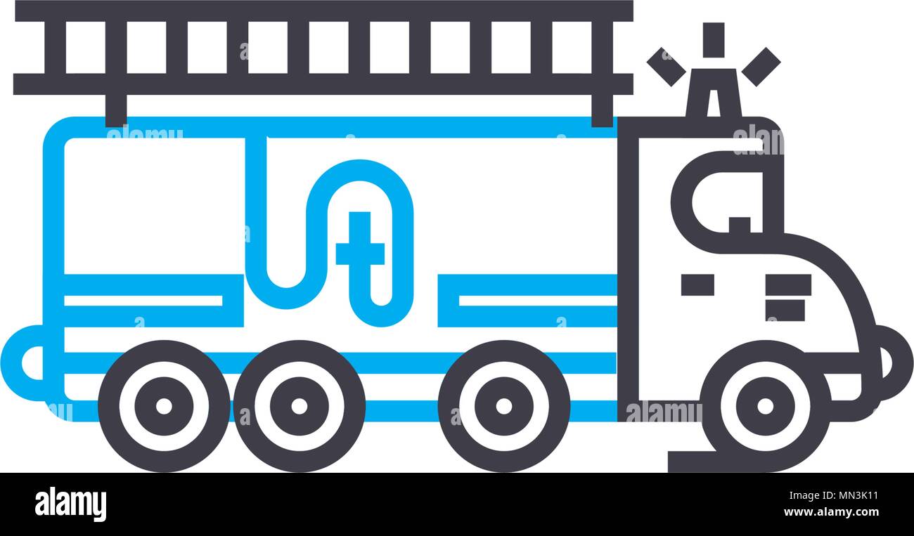 Fire engine vector thin line stroke icon. Fire engine outline ...