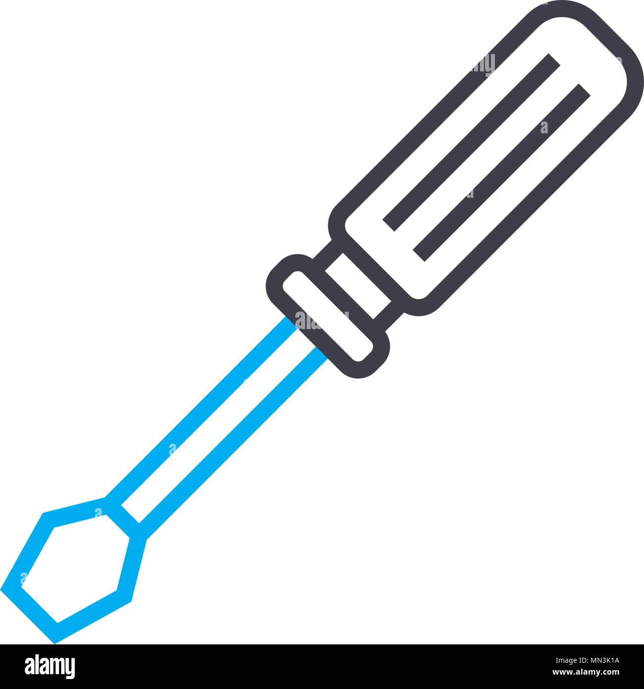 Flat blade screwdriver vector thin line stroke icon. Flat blade ...