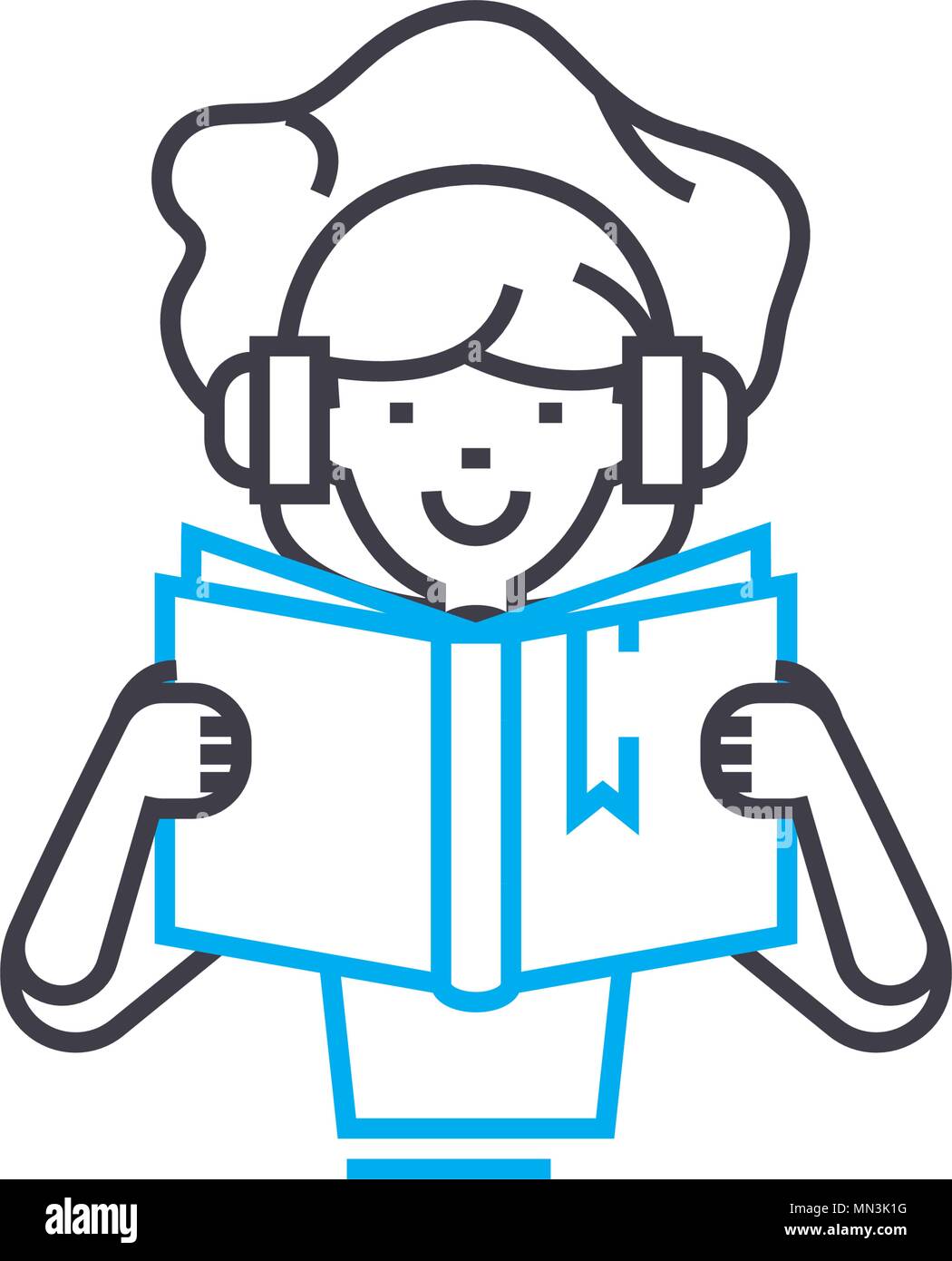 Focusing on learning vector thin line stroke icon. Focusing on learning ...