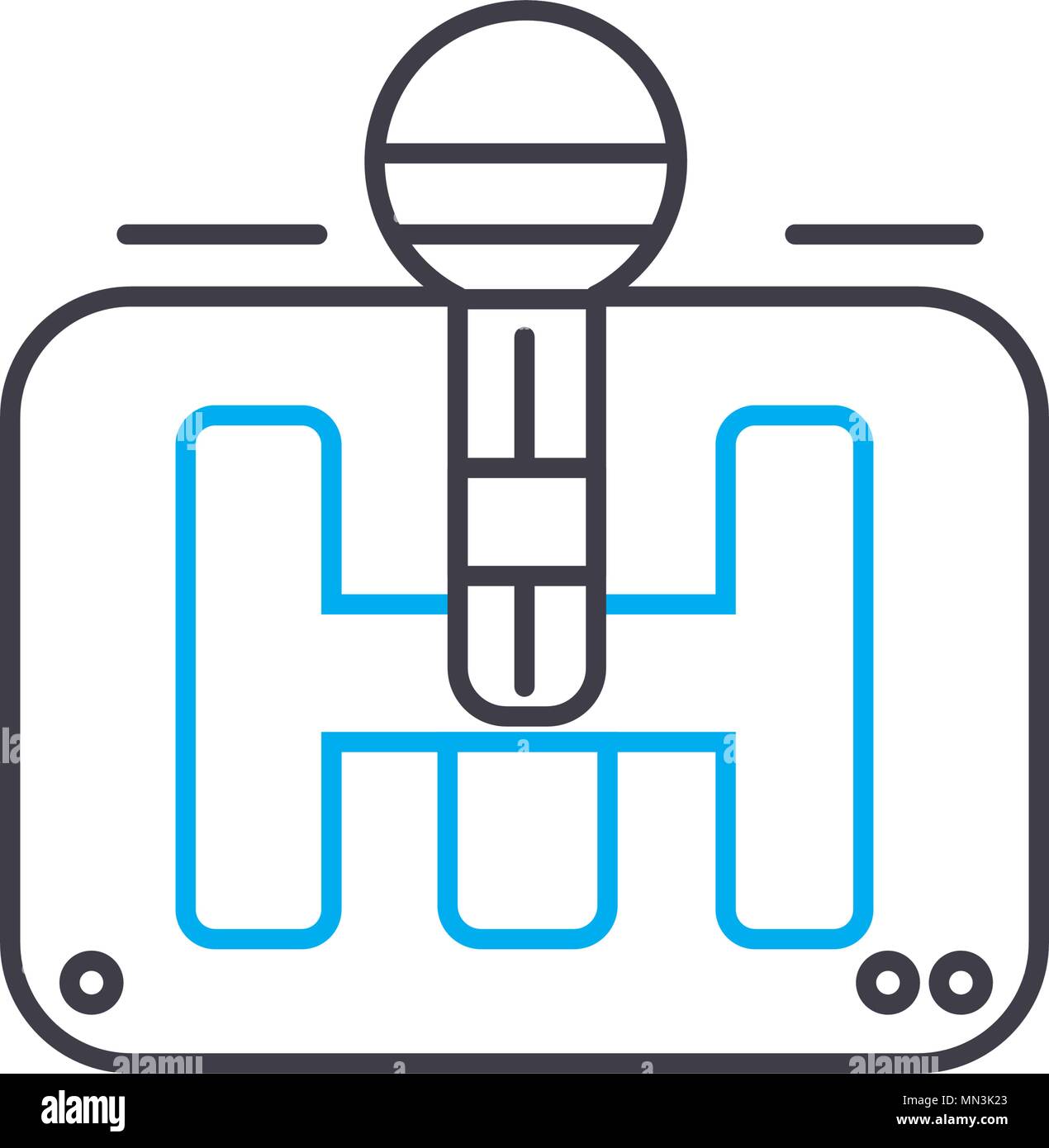Gear box vector thin line stroke icon. Gear box outline illustration ...
