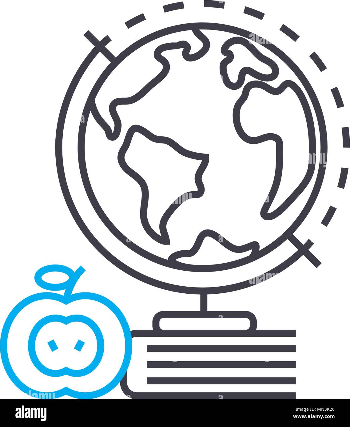 Geography vector thin line stroke icon. Geography outline illustration ...