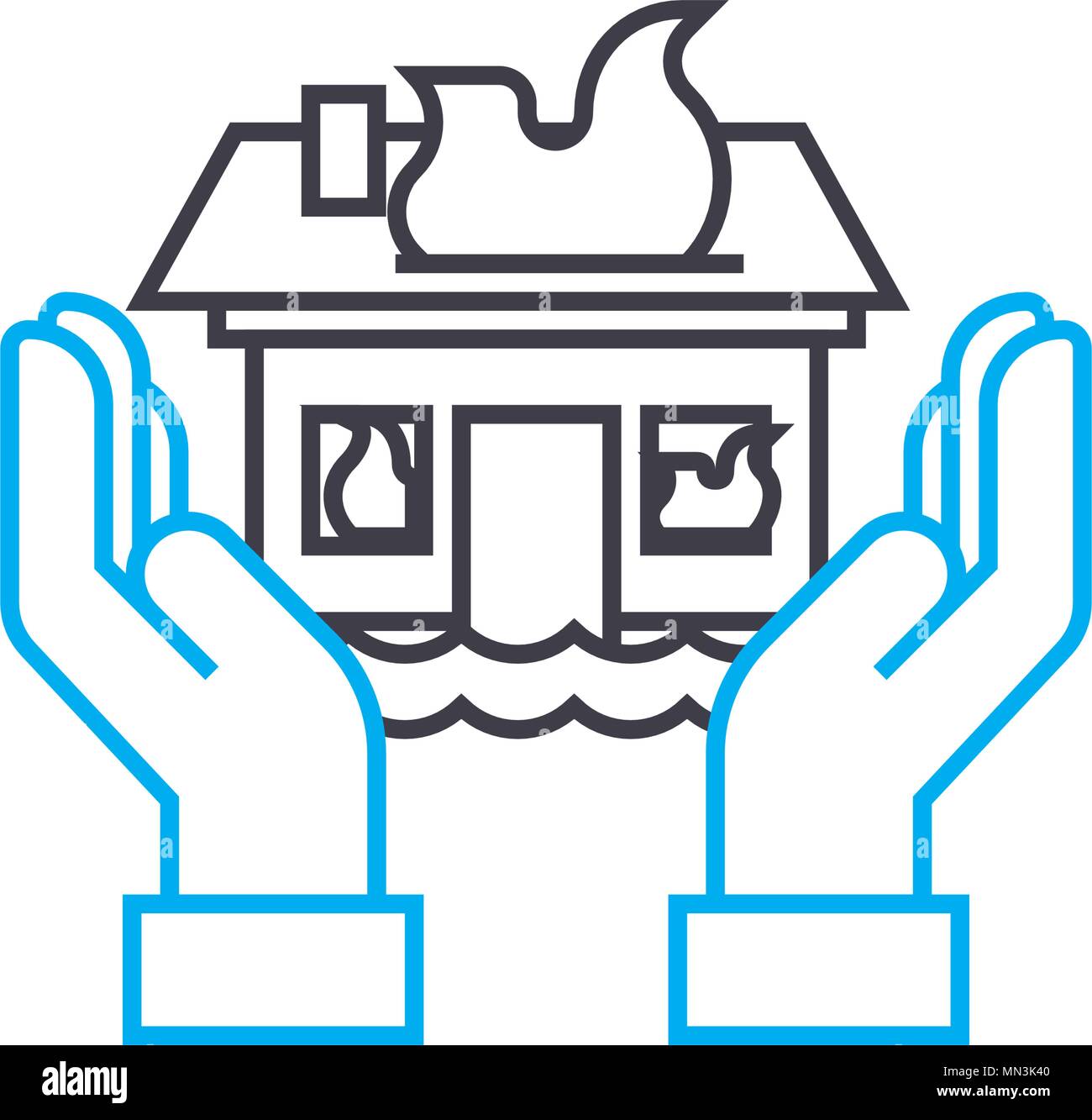 Home insurance vector thin line stroke icon. Home insurance outline ...