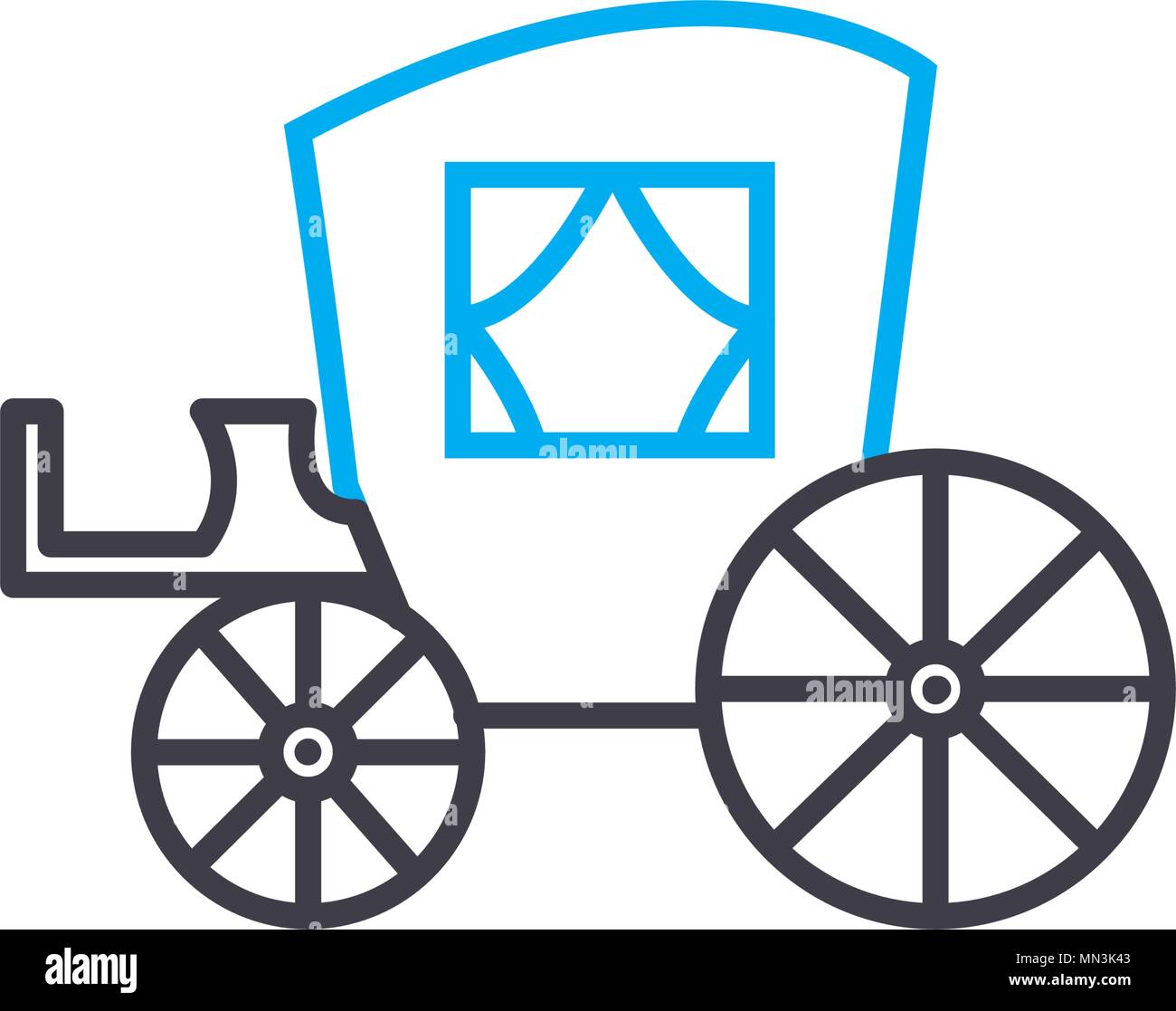 Horse Coach vector thin line stroke icon. Horse Coach outline ...