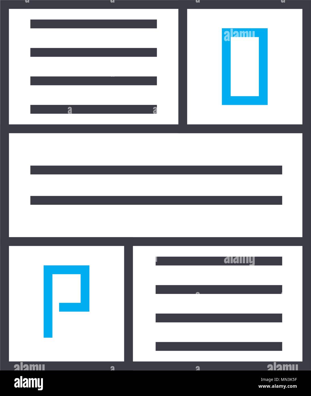 Information Blocks Vector Thin Line Stroke Icon Information Blocks Outline Illustration Linear