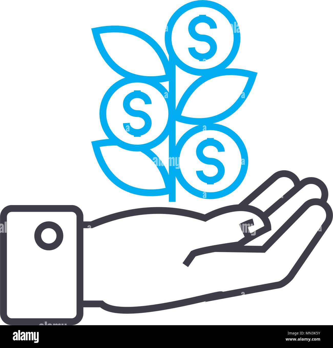 Initial income vector thin line stroke icon. Initial income outline ...