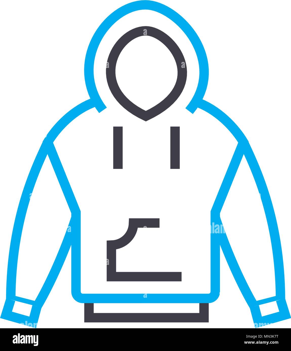 Jacket with a hood vector thin line stroke icon. Jacket with a hood ...