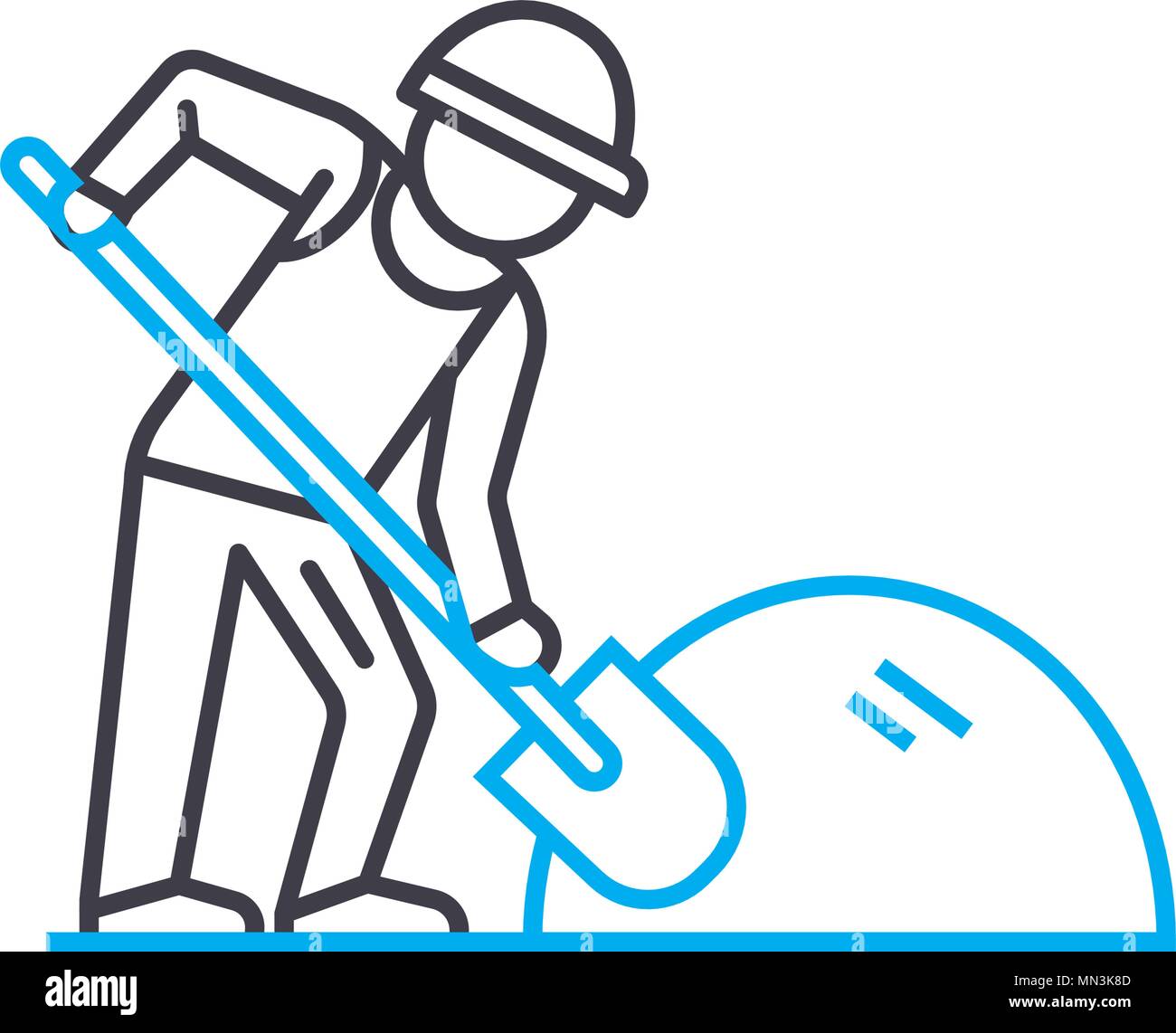 Land work vector thin line stroke icon. Land work outline illustration ...