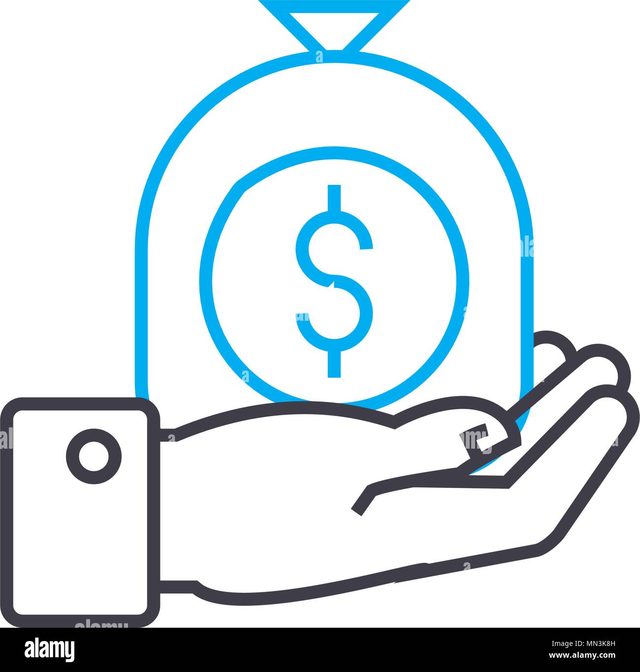 Large income vector thin line stroke icon. Large income outline ...