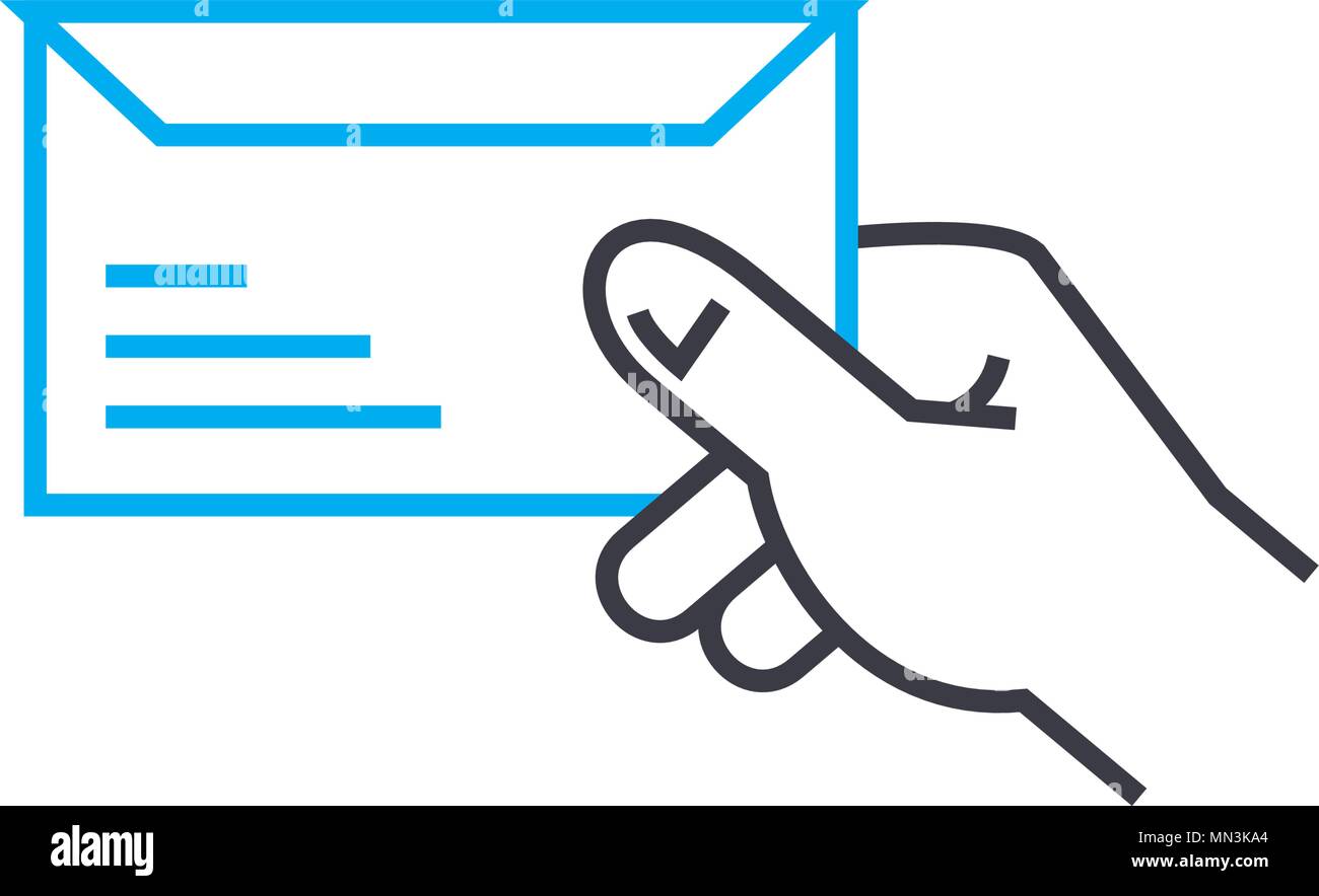 Mail correspondence vector thin line stroke icon. Mail correspondence ...