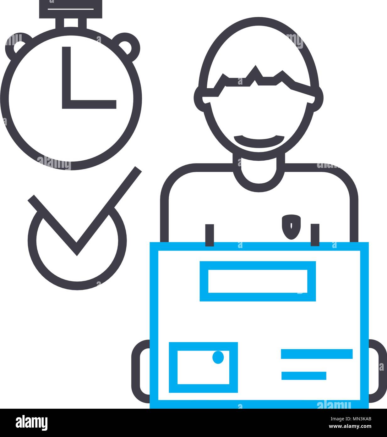 Manager logist vector thin line stroke icon. Manager logist outline ...