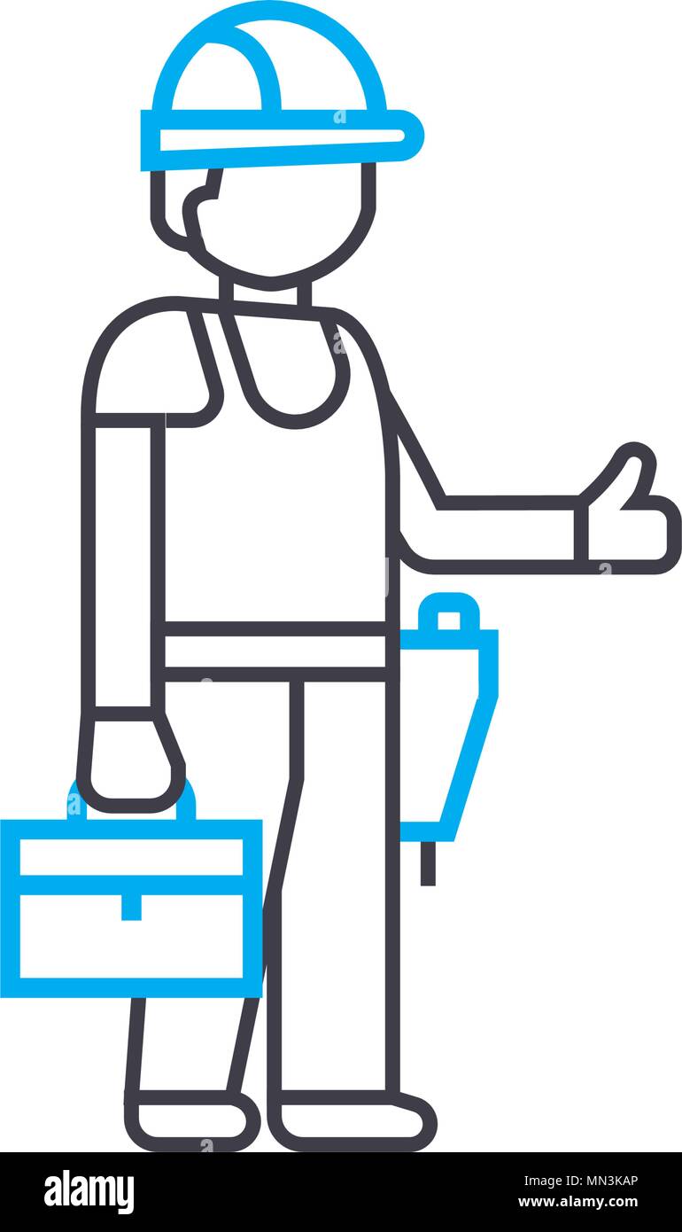 Master builder vector thin line stroke icon. Master builder outline ...