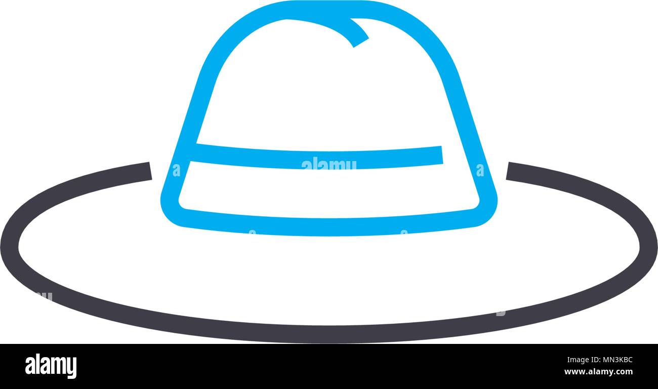 Men's hat vector thin line stroke icon. Men's hat outline illustration ...