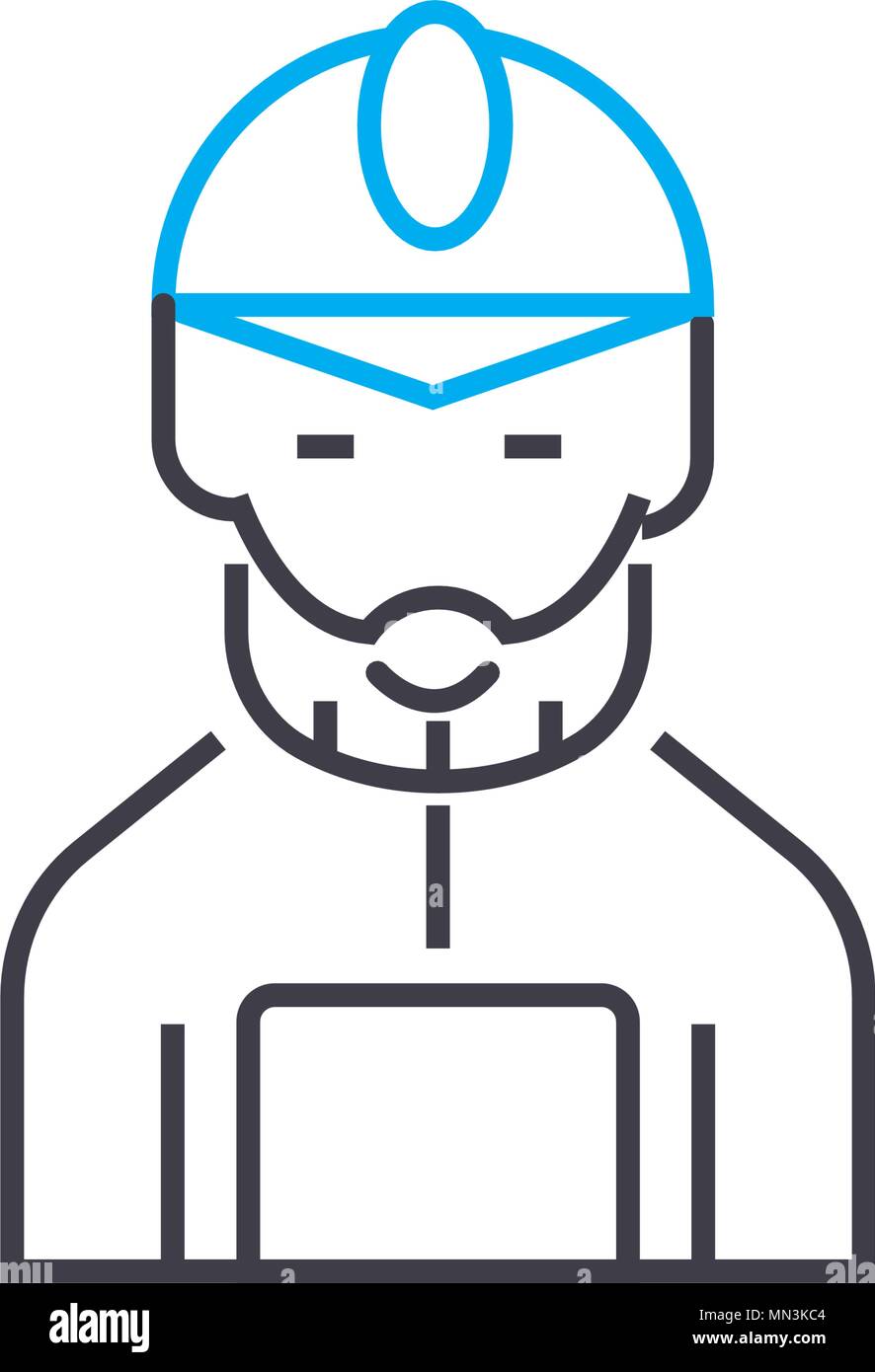 Mine worker vector thin line stroke icon. Mine worker outline ...