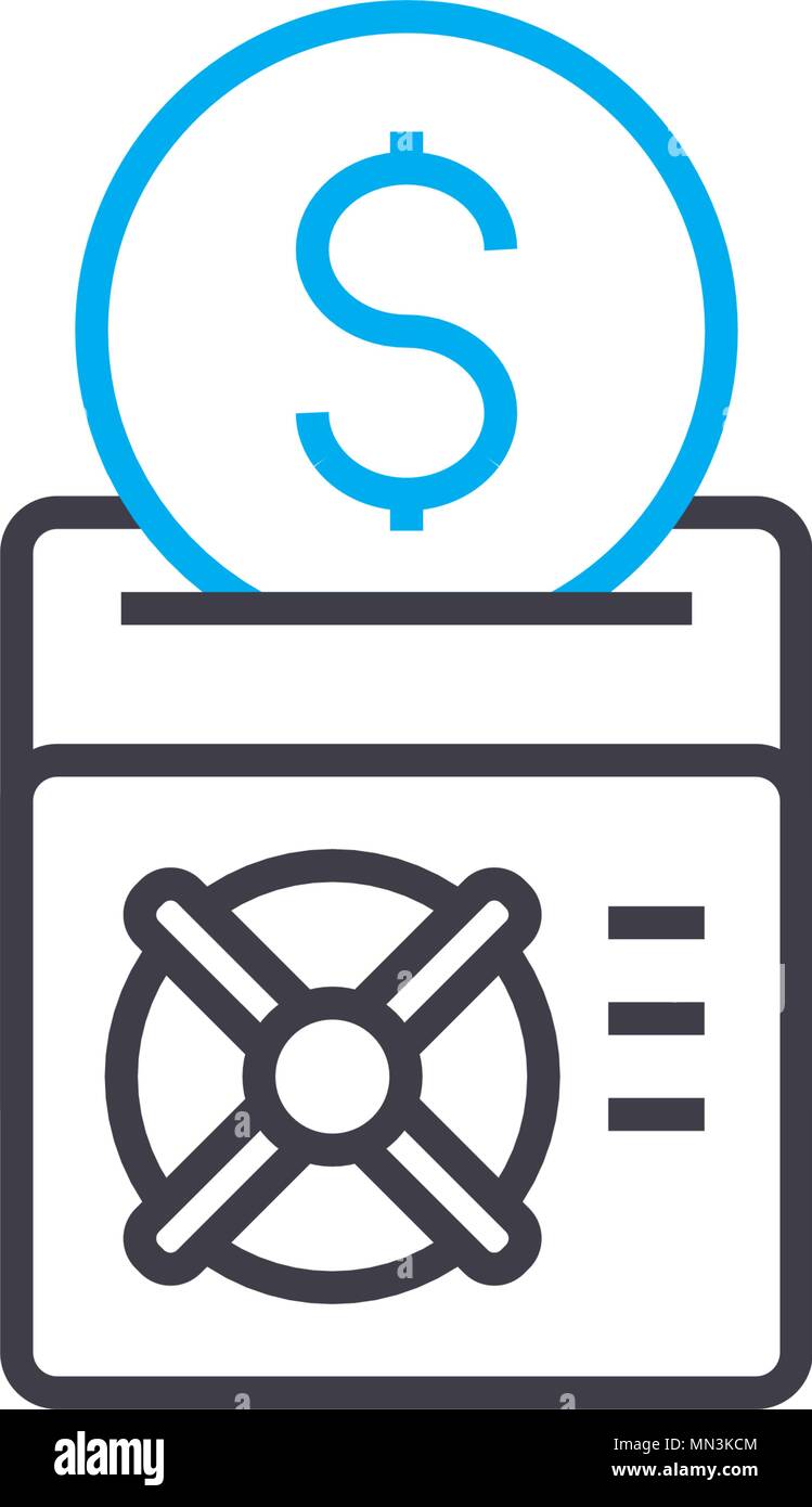 Money slot vector thin line stroke icon. Money slot outline ...
