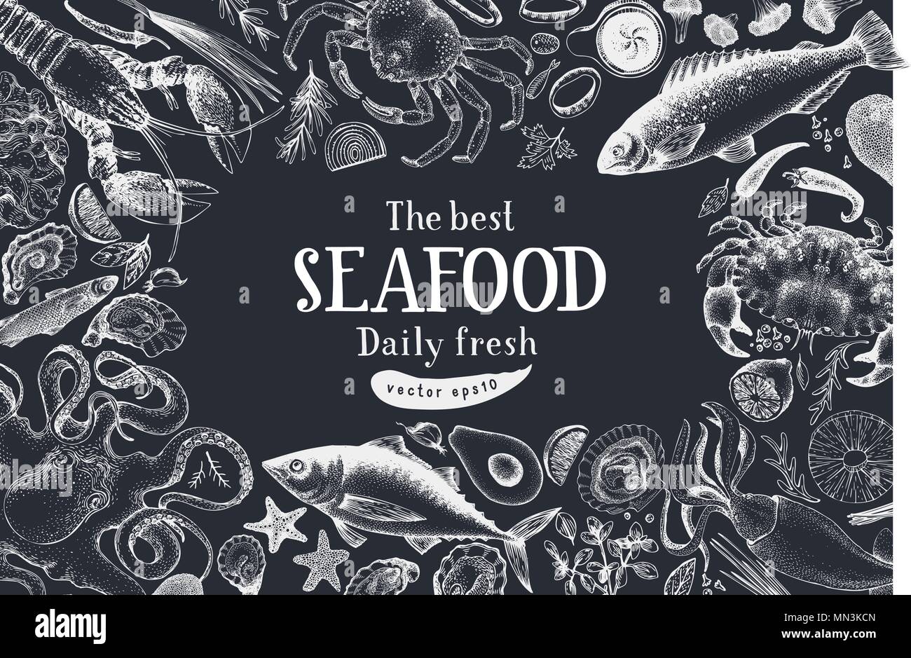 Seafood vector illustration. Can be use for restaurants menu, cover ...