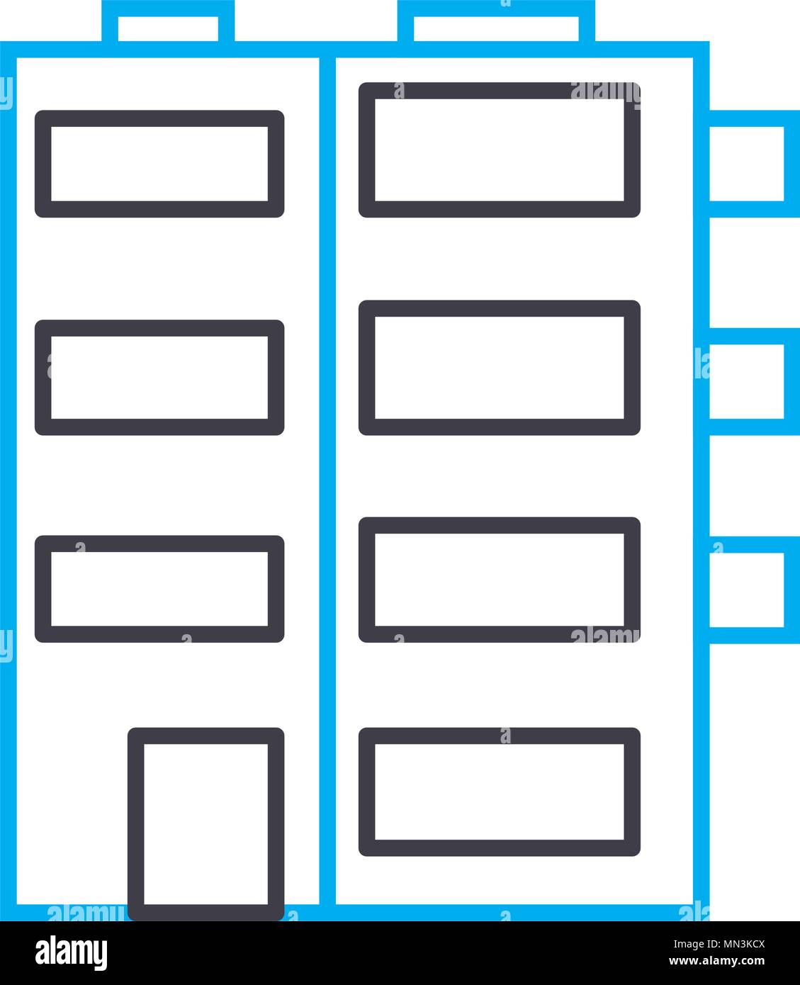 Multi storey buildings vector thin line stroke icon. Multi storey ...