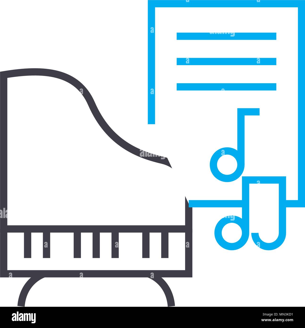 Music lessons vector thin line stroke icon. Music lessons outline ...