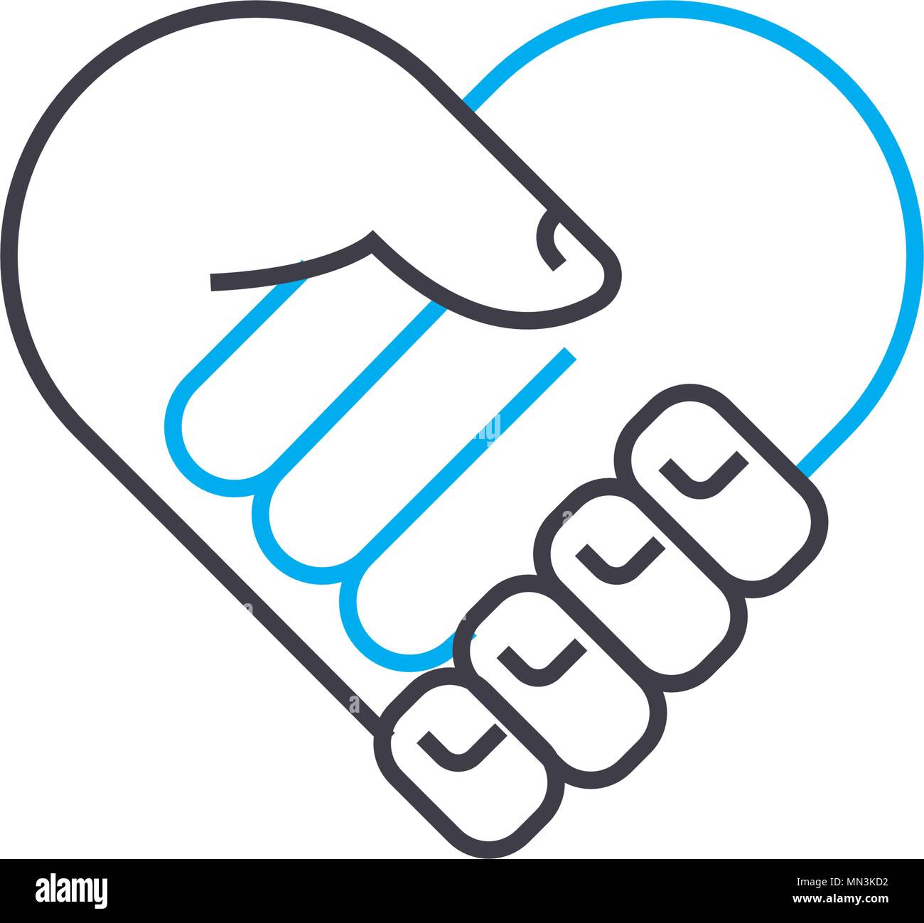 Mutual agreement vector thin line stroke icon. Mutual agreement outline ...