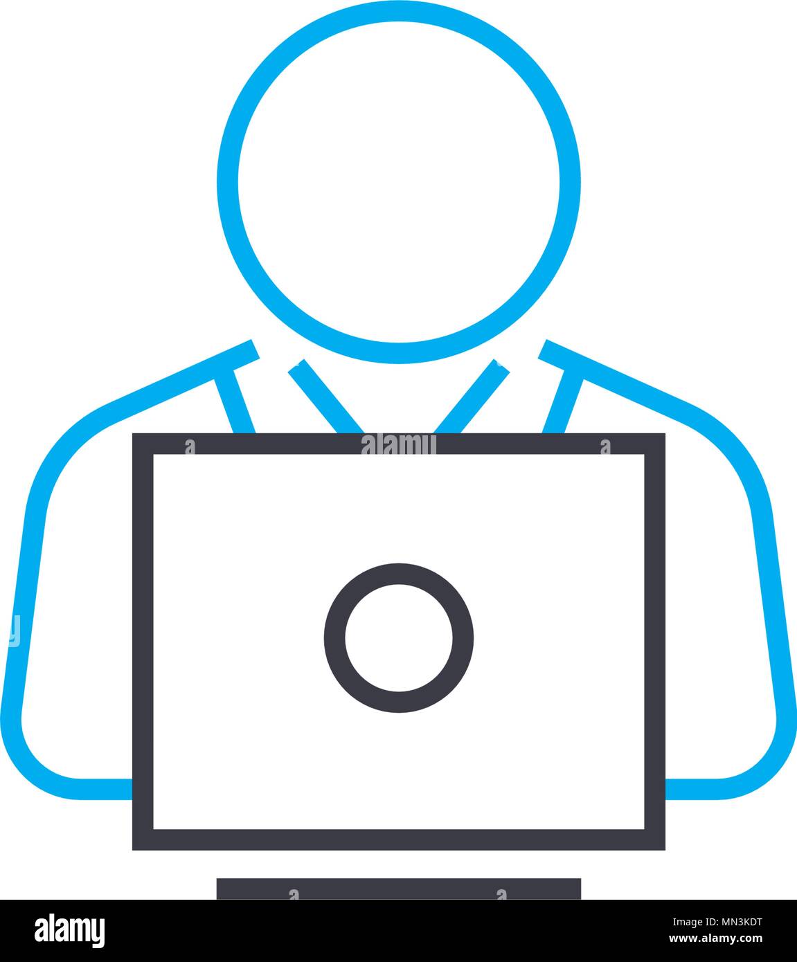 Online study vector thin line stroke icon. Online study outline ...