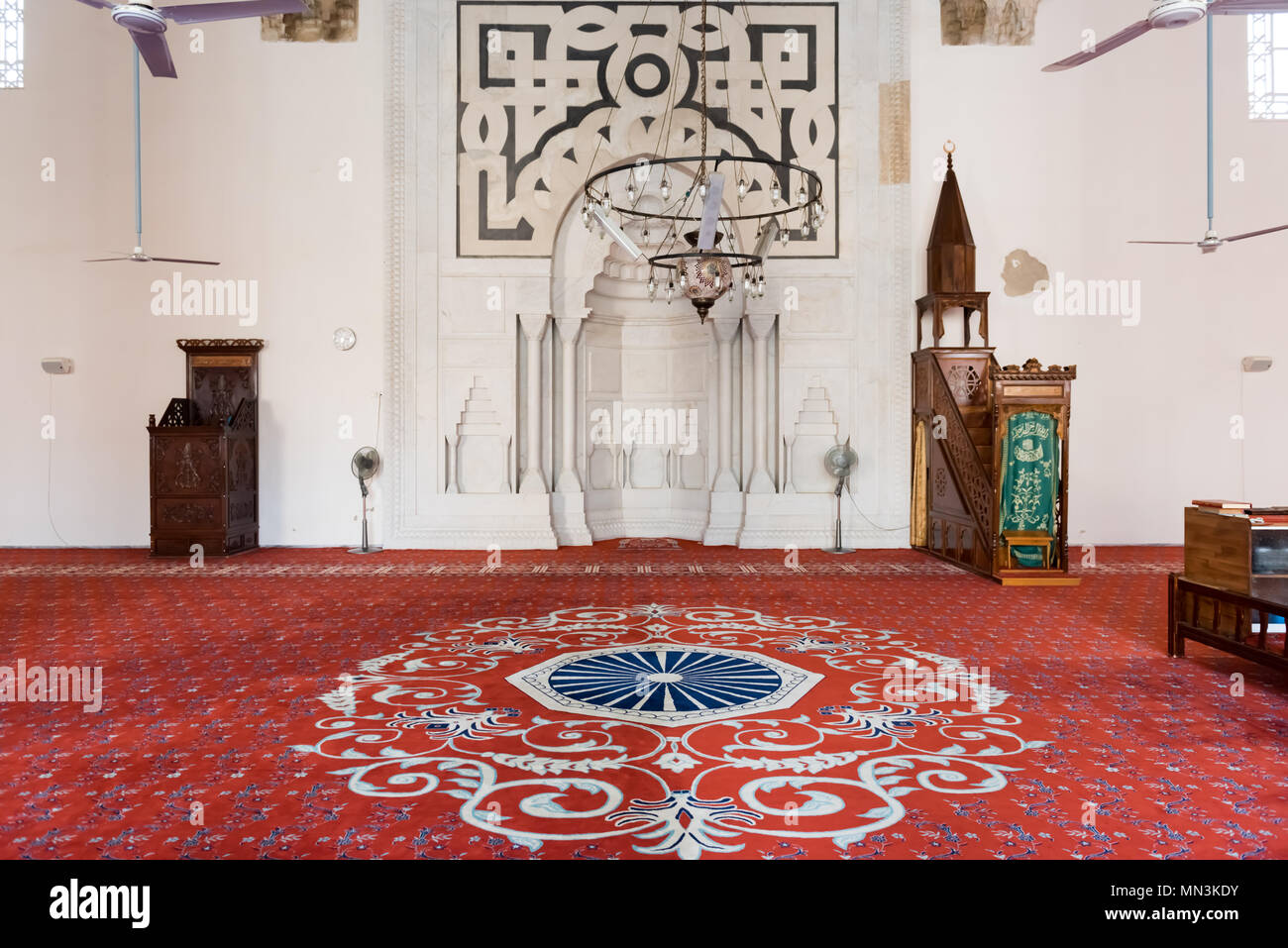 Interior detailed view of Isa Bey Mosque which has impressive works of ...