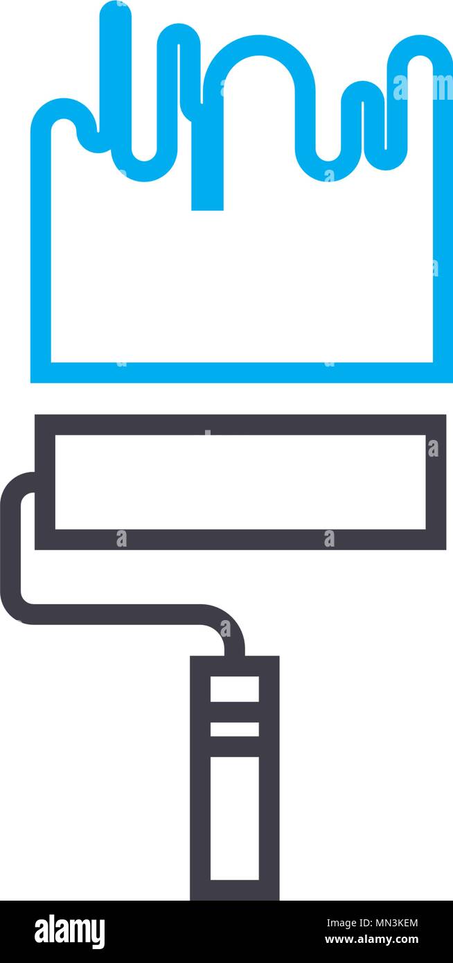 Painting work vector thin line stroke icon. Painting work outline ...