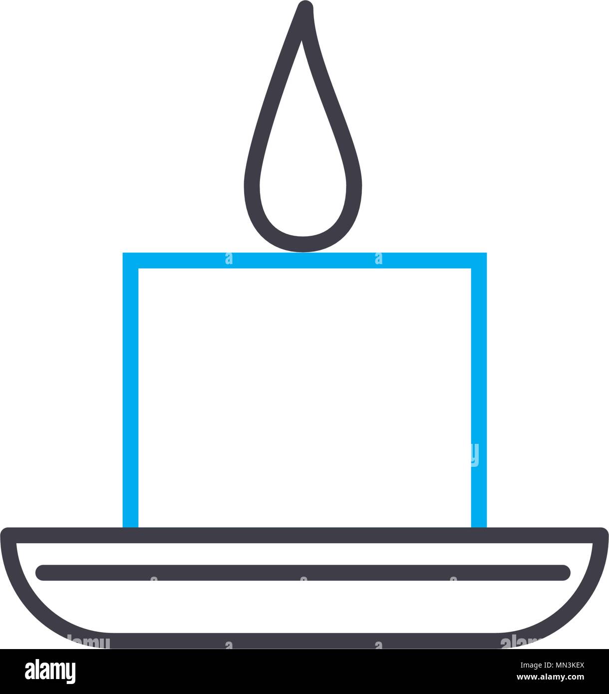 Paraffin candle vector thin line stroke icon. Paraffin candle outline ...
