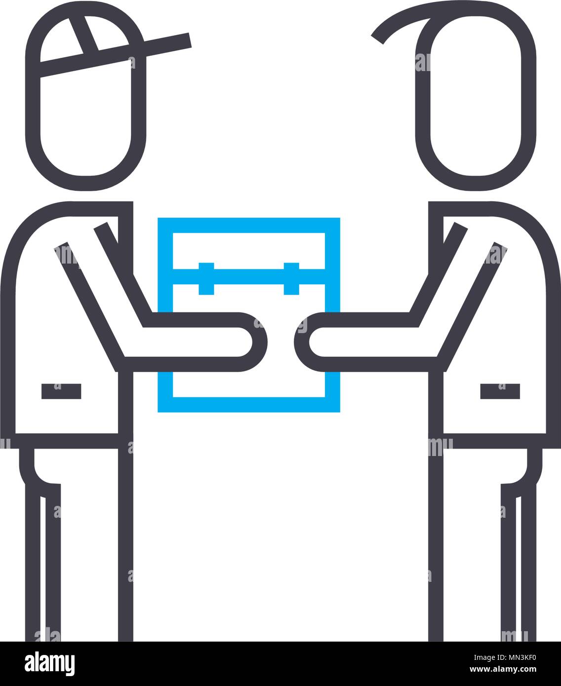 Parcel handling vector thin line stroke icon. Parcel handling outline ...