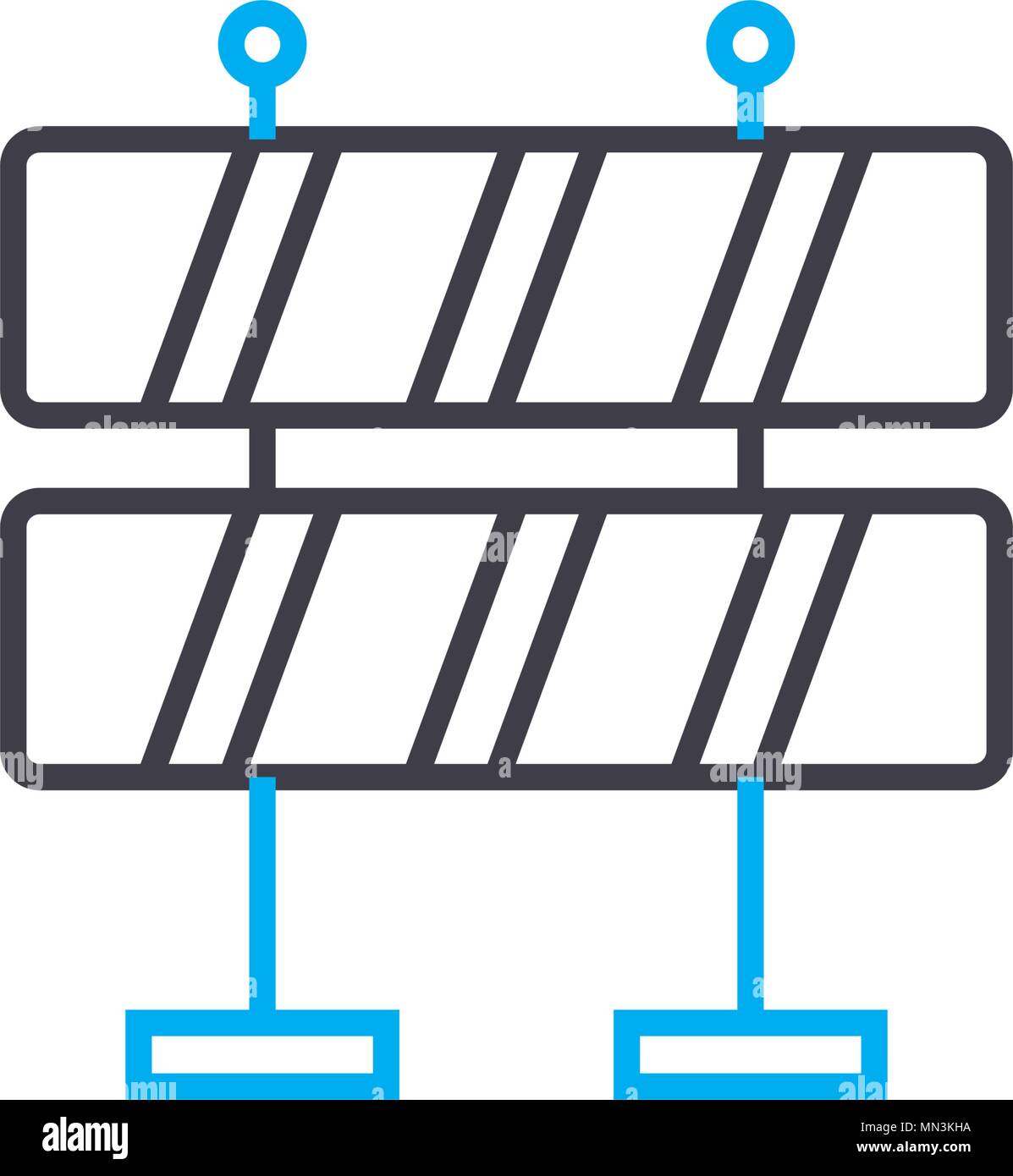 Road fence vector thin line stroke icon. Road fence outline ...