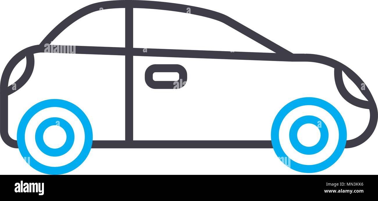 Small car vector thin line stroke icon. Small car outline illustration ...