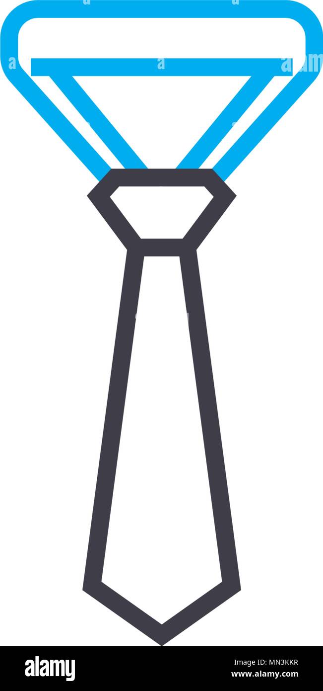 Solid tie vector thin line stroke icon. Solid tie outline illustration ...