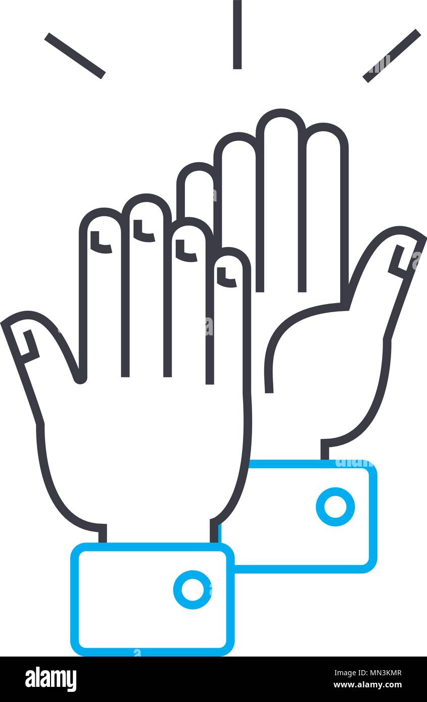 Standing ovation vector thin line stroke icon. Standing ovation outline illustration, linear ...