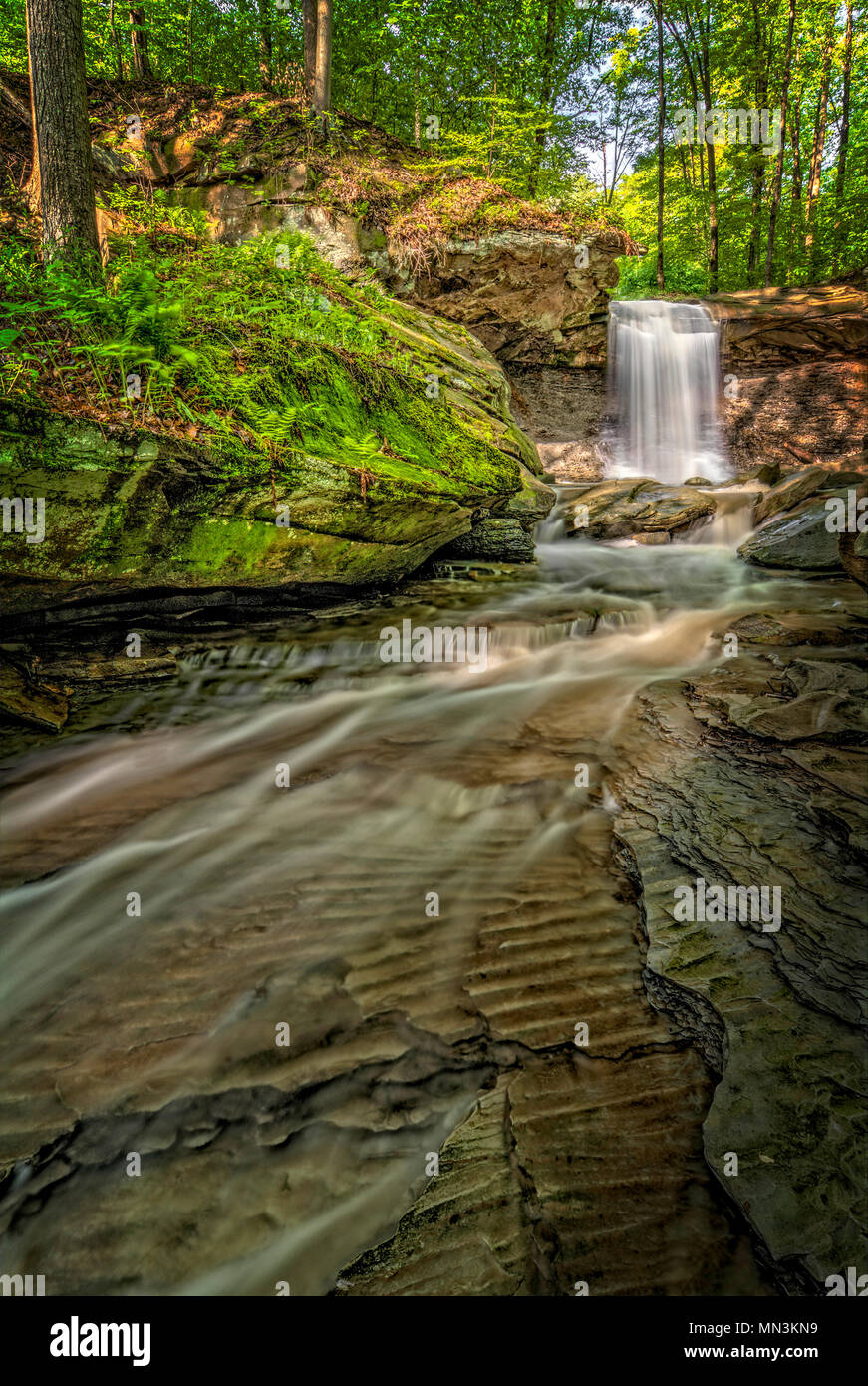 Blue Hen Falls in Cuyahoga Valley National Park Ohio. A gorgeous fifteen foot waterfall seen ...