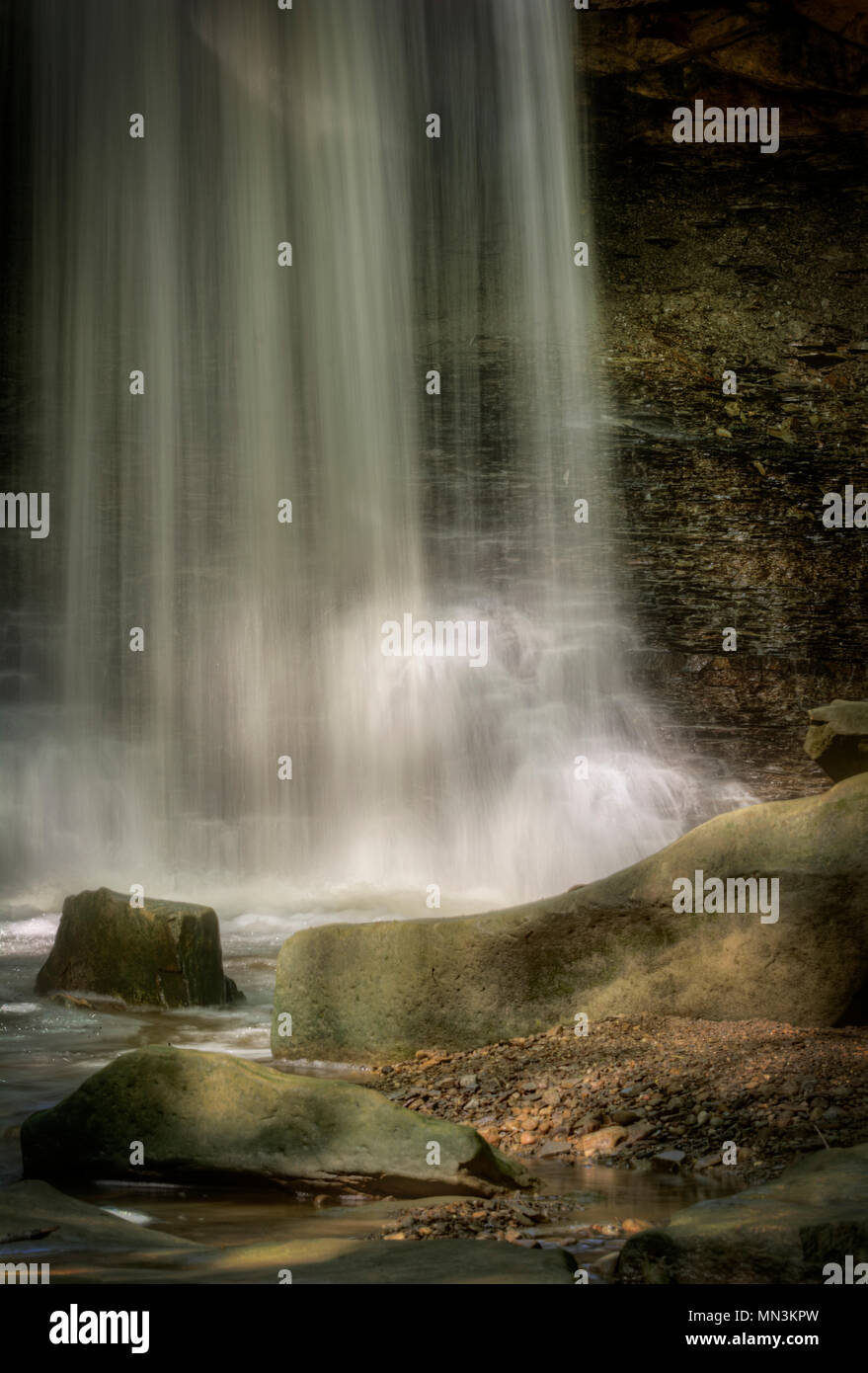 Blue Hen Falls in Cuyahoga Valley National Park Ohio. A gorgeous fifteen foot waterfall seen ...