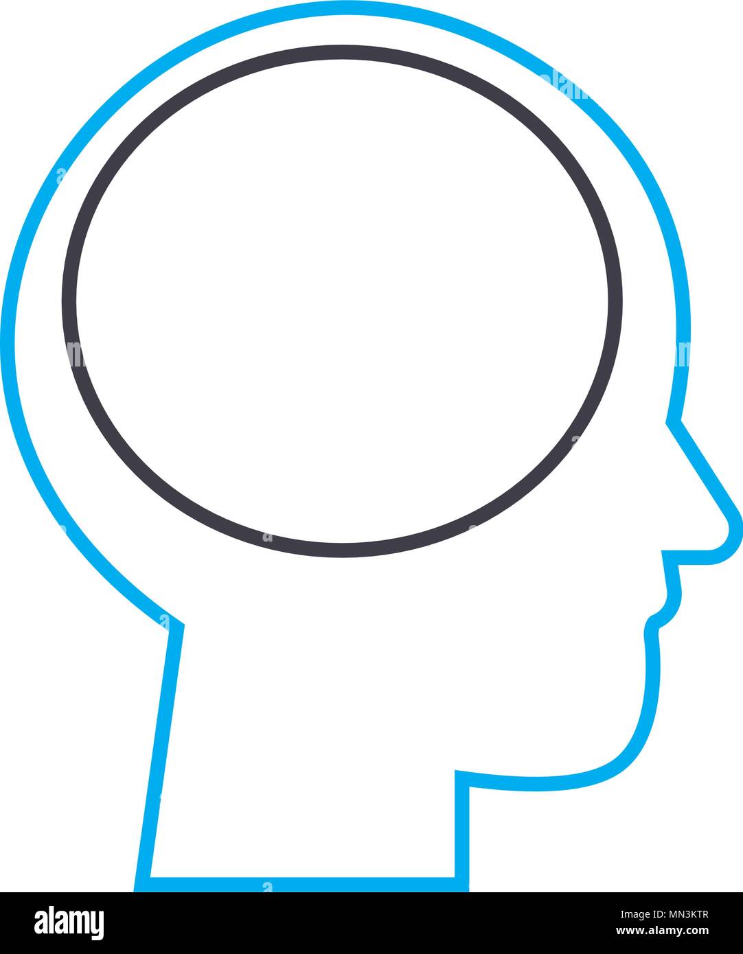 Thinking process vector thin line stroke icon. Thinking process outline ...