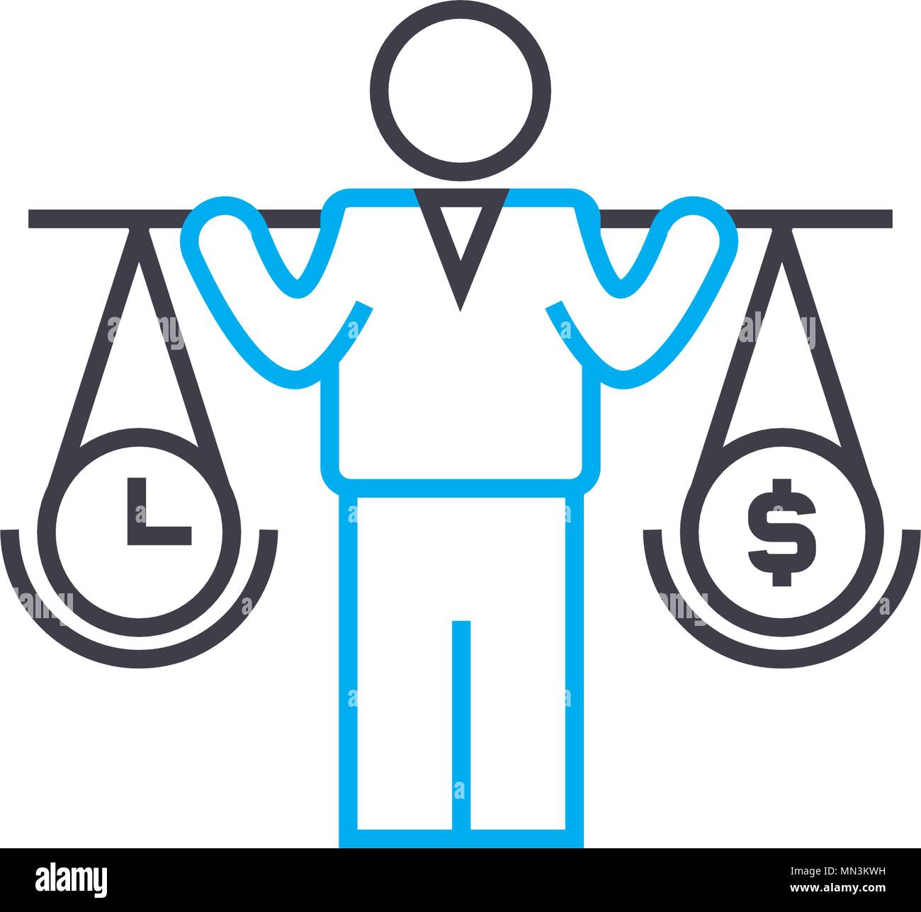 Time rate pay vector thin line stroke icon. Time rate pay outline ...