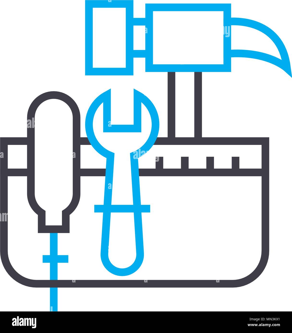 Tool kit vector thin line stroke icon. Tool kit outline illustration ...